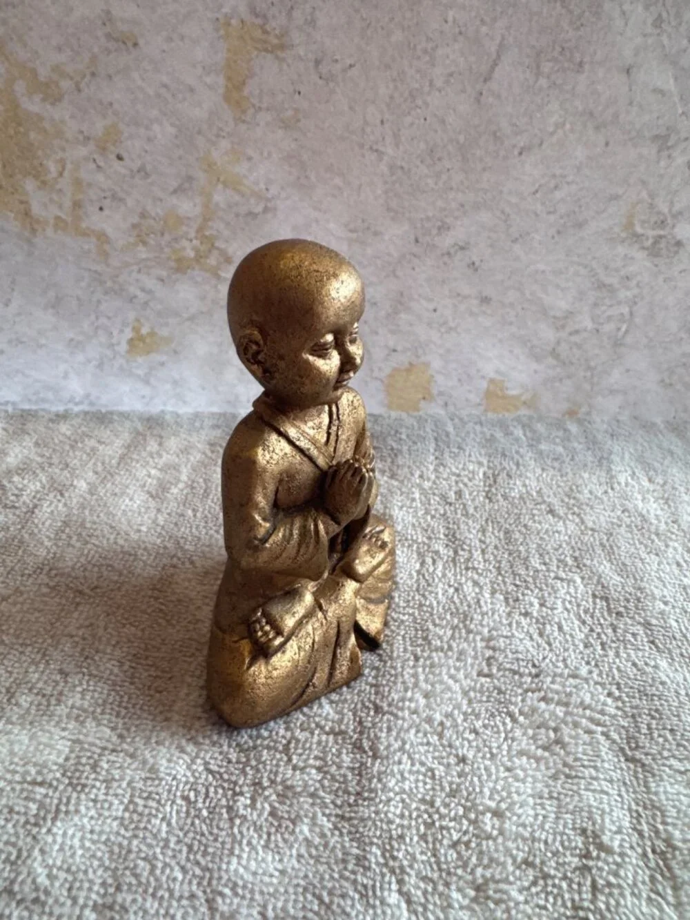 Art | Praying Meditating Monk Buddha Small Figure Statue Gold Tone ...